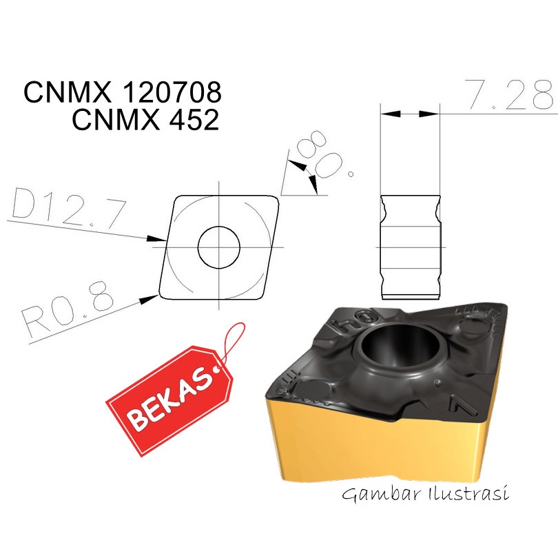 Jual Insert CNMG 12 06 BEKAS Mata Bubut CNMG 12 Pisau Bubut Chip Bubut CNMG12 CNC Widia | Shopee ...