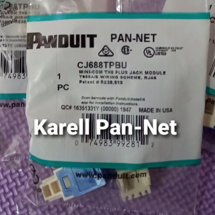 Jual TOP PRODUCT" panduit modular cat 6 CJ688TPBU / modul data / jack ...