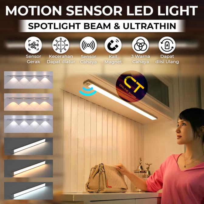 Jual Lampu PIR Sensor Gerak Otomatis LED Bar Light Lemari Dinding ...