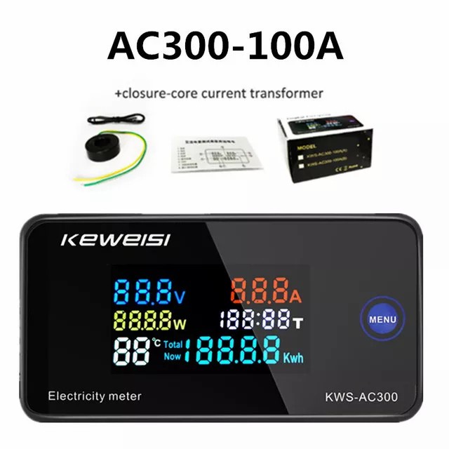 Jual Ac Watt Meter Digital 6In1 Kwh Kws Ac-300 100A Volt Ampere Original | Shopee Indonesia