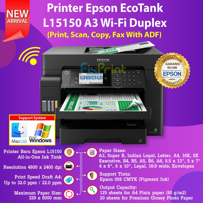 Jual Epson Ecotank L1515 A3 Wi-Fi Duplex All-In-One Printer Ink Tank | Shopee Indonesia