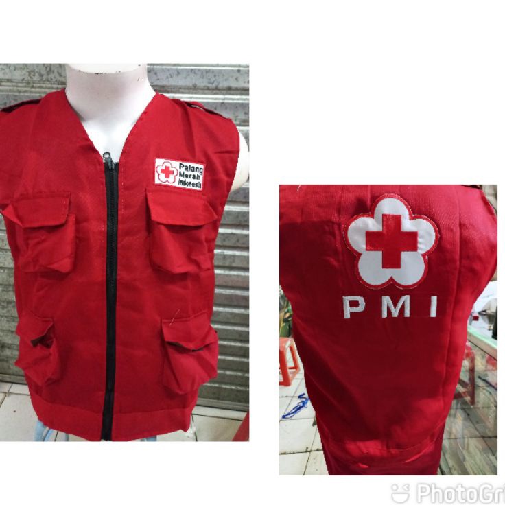 Jual ORIGINAL% rompi pmi biru merah benhur#rompi pmr#rompi custum#rompi ...