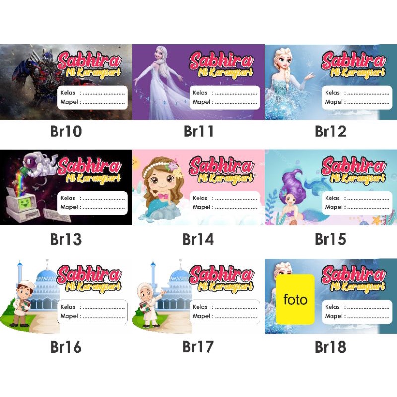 Jual stiker label nama, stiker buku, stiker nama custom(stiker vinyl ...