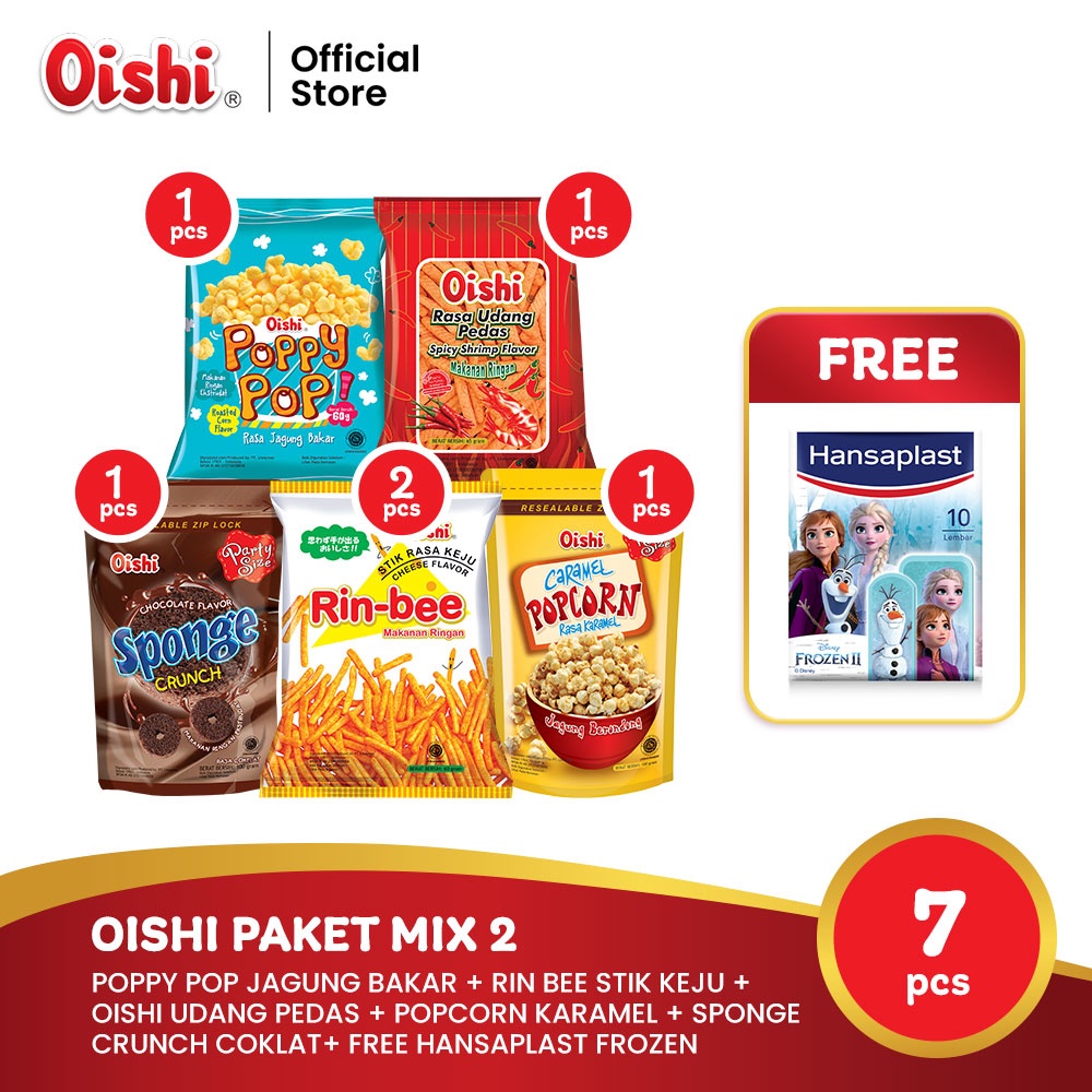 Jual Paket Oishi Mix 2 FREE Hansaplast Disney Frozen | Shopee Indonesia