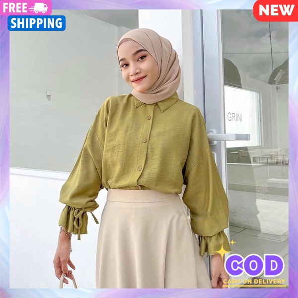 Jual Bloose Wnita Lengan Panjangoutfit Cewe Gaya Korea Pakaian ...
