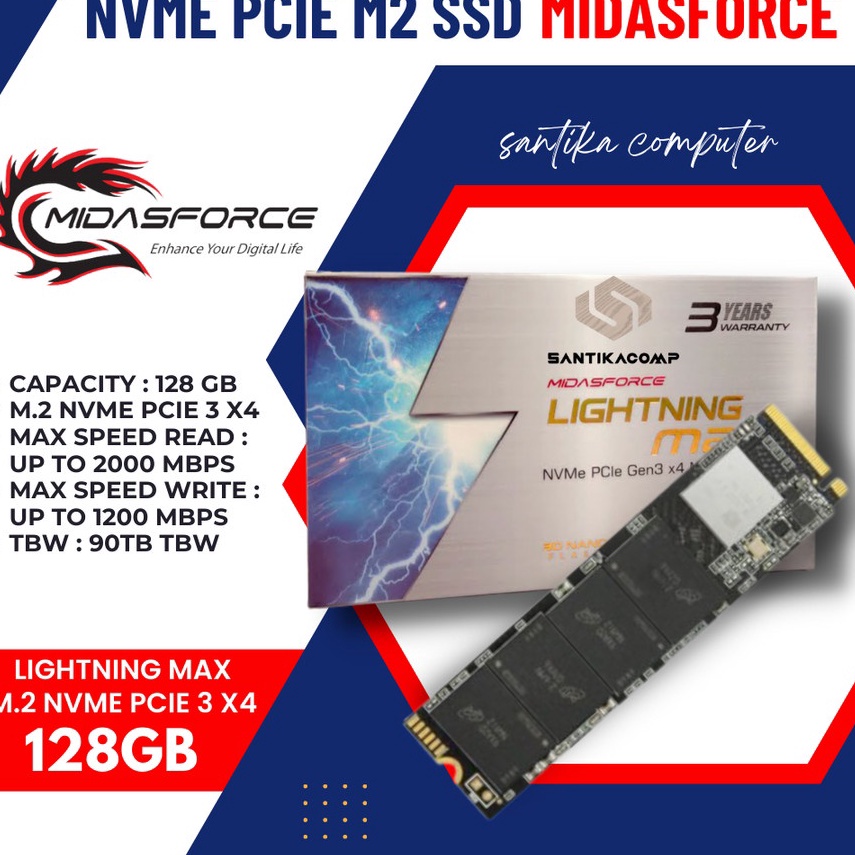 Jual Produk Terkini.. NVME 128GB MIDASFORCE M2 NVME 128GB MIDAS PCIe ...