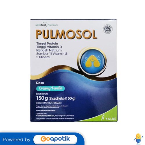 Jual PULMOSOL CREAMY VANILLA 50 GRAM BOX 3 SACHET (150 GRAM) | Shopee ...