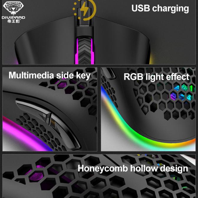 Jual Divipard Mouse Wireless Gaming Charging Honey Comb Q13 Rgb Mode ...