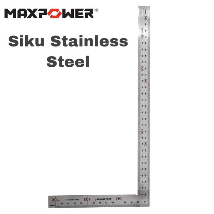 Jual Penggaris Siku Stainless Steel Besi Maxpower L Garisan Pengukur Metrik | Shopee Indonesia