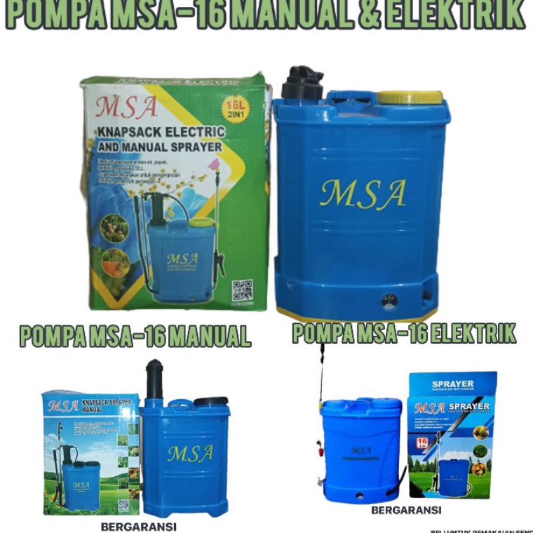 Jual Murah Banget!!!! POMPA SPRAYER MSA-16L GARANSI ( MANUAL ) ( ELECTRIC ) ( ELEKTRIK & MANUAL ...