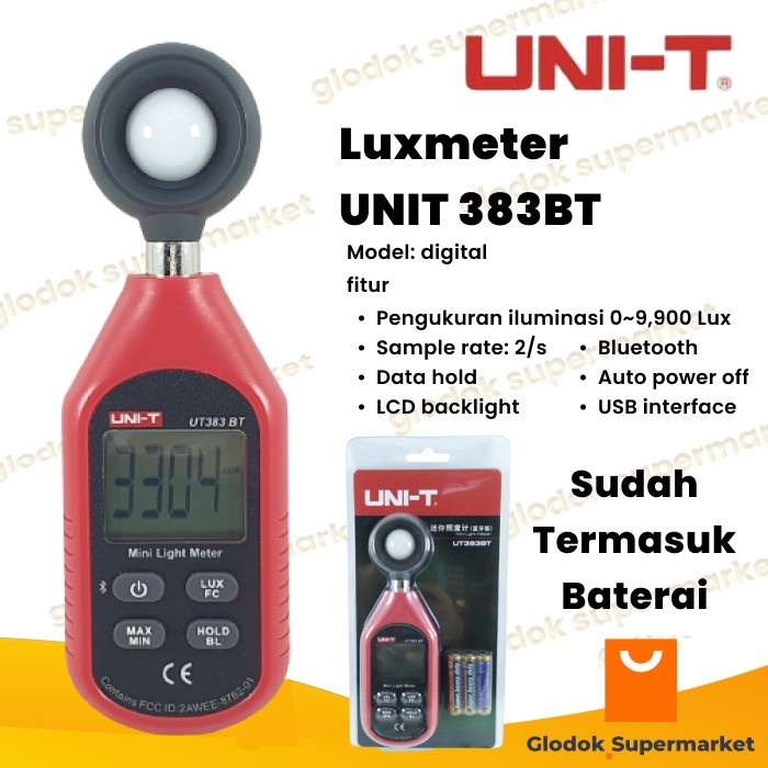 Jual Digital Luxmeter Uni-T Ut383Bt Alat Ukur Cahaya Lux Meter ...