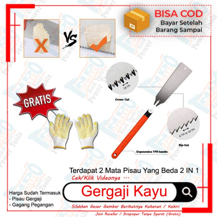 Jual Gergaji Jepang Ryoba Double Edge Rip Cut Cross Potong Manual Kayu ...