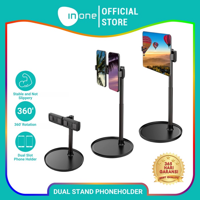 Jual INONE Stand Holder HP Rotasi 360derajat Dual Slot Phone | Shopee ...