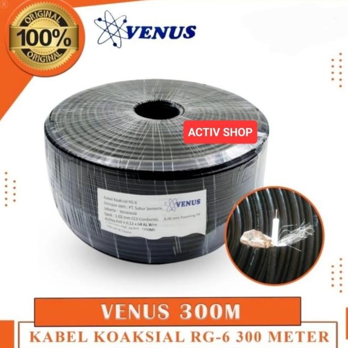 Jual Venus Kabel Antena TV / Kabel Coaxial RG6 300 Meter ( Standart ) | Shopee Indonesia