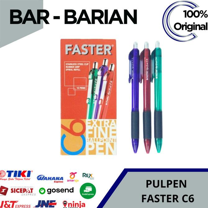 Jual Pulpen / Pen / Ballpoint Faster C6 Warna Hitam Dan Biru | Shopee ...