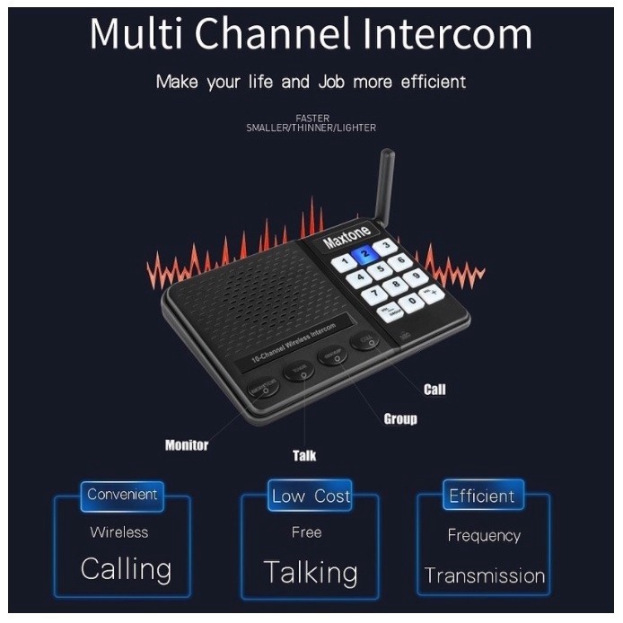 Jual Wireless Intercom 10Ch Home Office Interkom - Maxtone Sk1210 - 2 ...