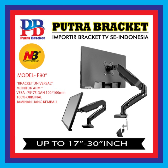 Jual Bracket Monitor 17 - 30 inch, NB F80 Gas Strut Arm Braket Monitor ...