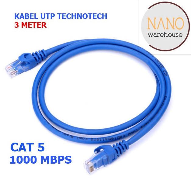Jual ] Kabel Internet LAN Cat5 UTP RJ45 3 Meter Original TECHNOTECH ...