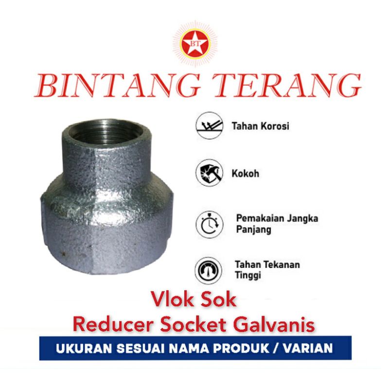 Jual Reducer Galvanis 1 x 3/4" / Vlok Sok Galvanis / Verlop Sok / Reducer Socket Besi Galvanis ...