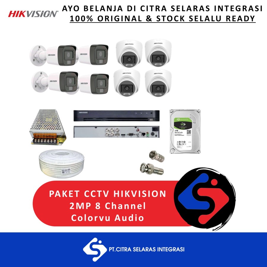 Jual PAKET CCTV HIKVISION 2MP 8 Channel Colorvu Audio | Shopee Indonesia