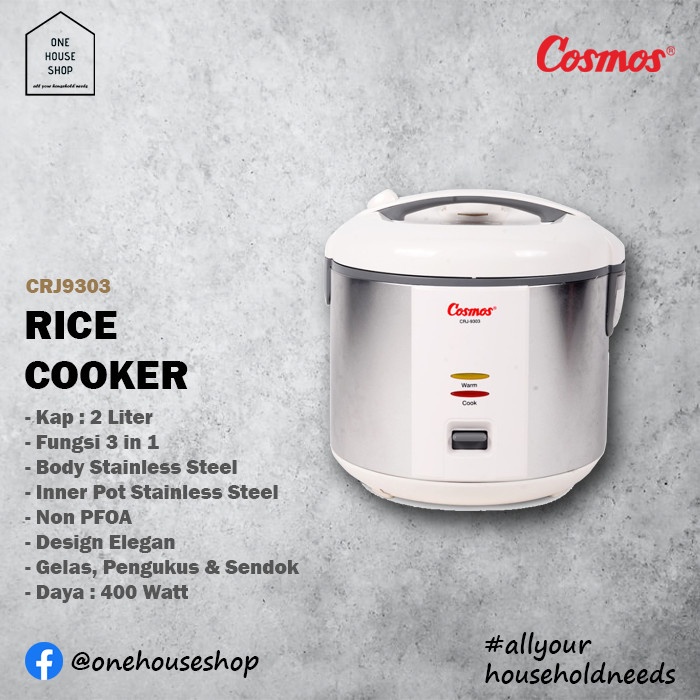Jual Rice Cooker Cosmos Magic Com 2 Liter Stainless Innerpot Body ...