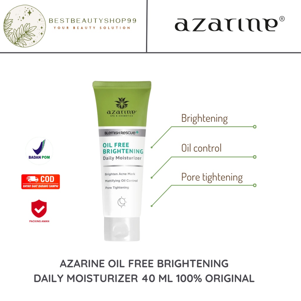 Jual AZARINE OIL FREE BRIGHTENING DAILY MOISTURIZER 40 ML | Shopee ...
