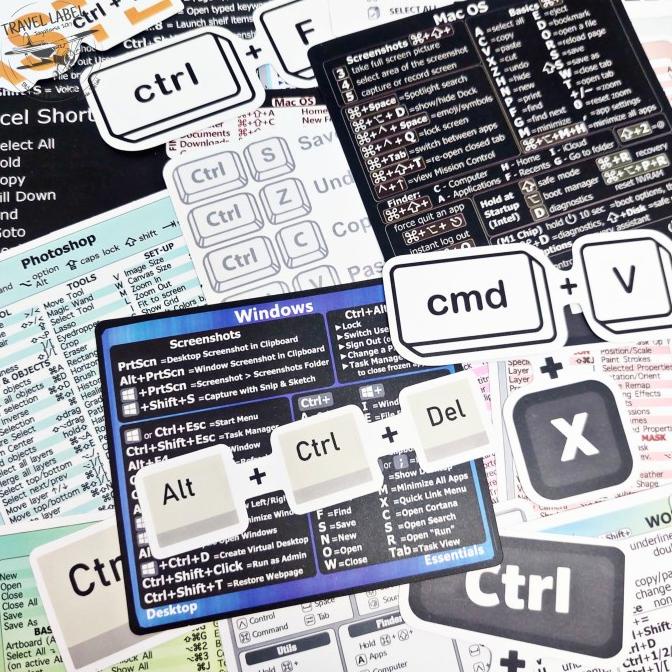 Jual Sticker Laptop 1 Set 30 Pcs Motif Shortcut Keyboard Mac Os Windows ...