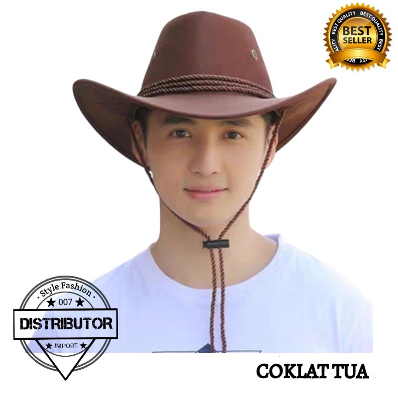 Jual Topi Cowboy tambang dove pria import warna Coklat tua | Shopee ...