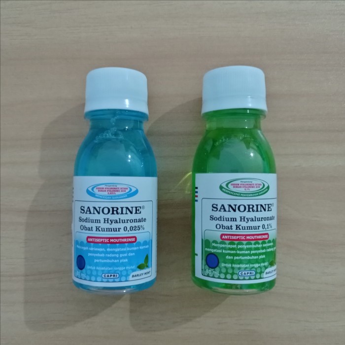 Jual Obat Kumur Pencegah Luka dan Radang Mulut Sanorine Hijau dan Biru ...