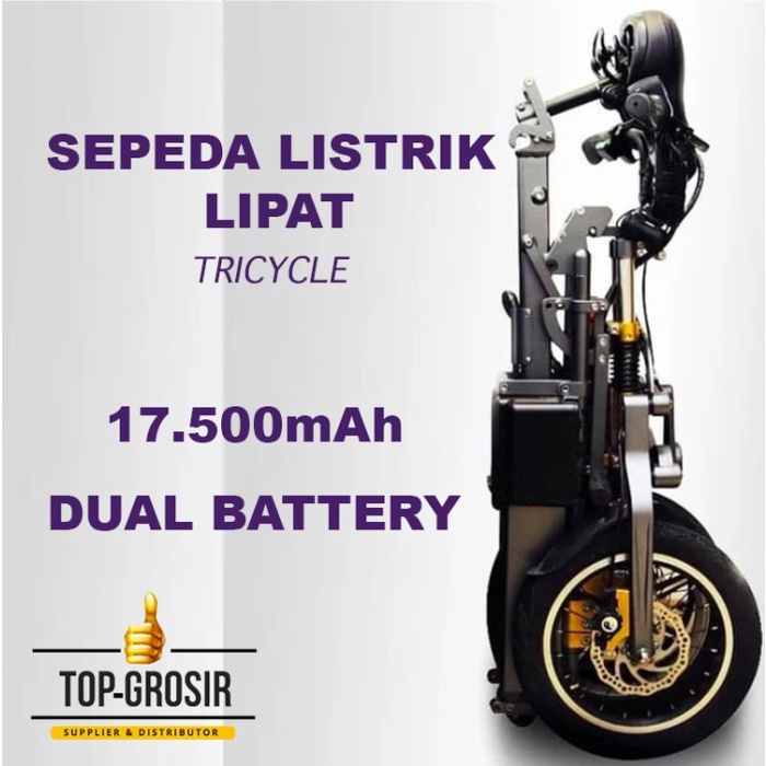 Jual Sepeda listrik lipat elektrik foldable wheel tricycle tiga roda 3 ...