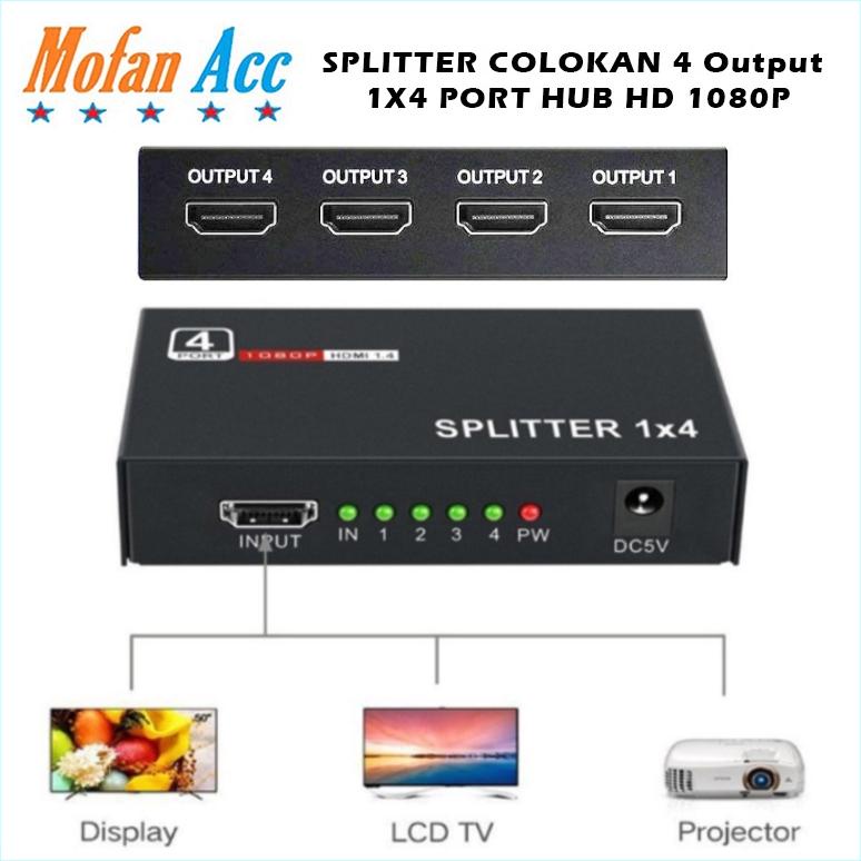 Jual Termurah Splitter Colokan Hdmi 4 Output 1X4 Port Hub Hd 4K 1080P ...