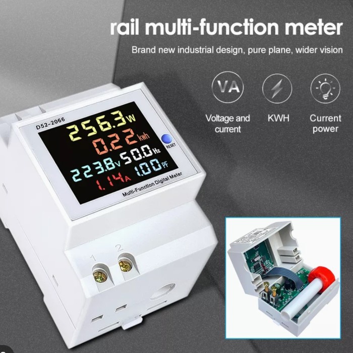 Jual MUST HAVE!! DINRAIL DIGITAL KWH METER 6 IN 1 AC 220-450V 100A ...