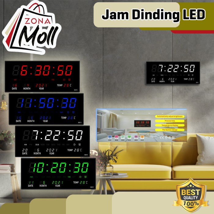 Jual JAM DINDING DIGITAL LED MEJA CLOCK 3615 MERAH HIJAU - FITUR ...