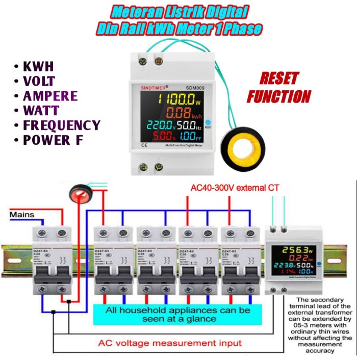 Jual PROMO!!! METERAN BOX SEKRING PENGUKUR AMPERE LISTRIK DIGITAL KWH METER 1 PHASE TERLARIS ...