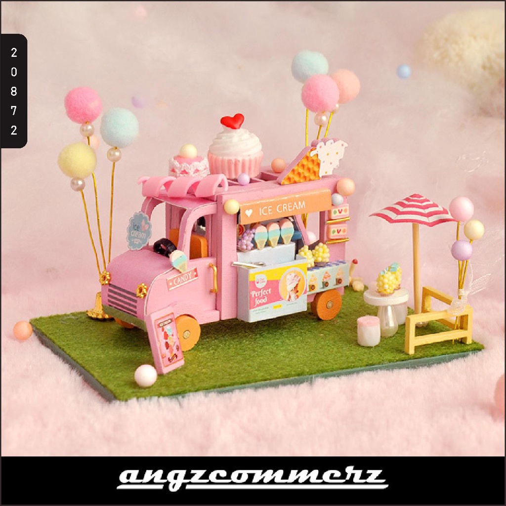 Jual DIY Kit Miniature Pink Ice Cream Truck Model TC8-2 SetRS | Shopee ...