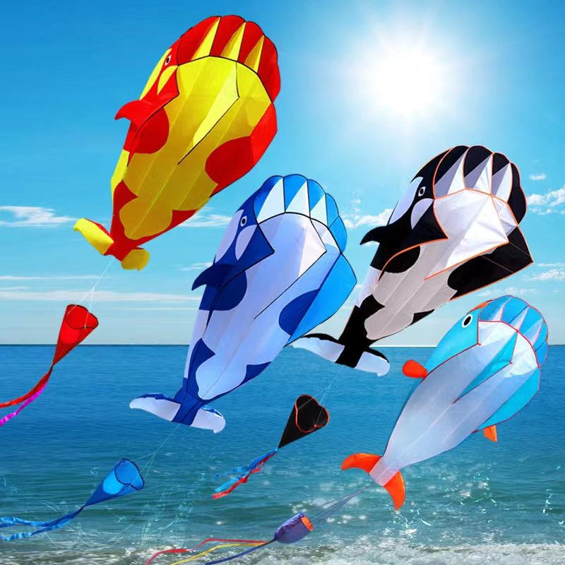 Jual free shipping large soft kite dolphin kite nylon kite line ...