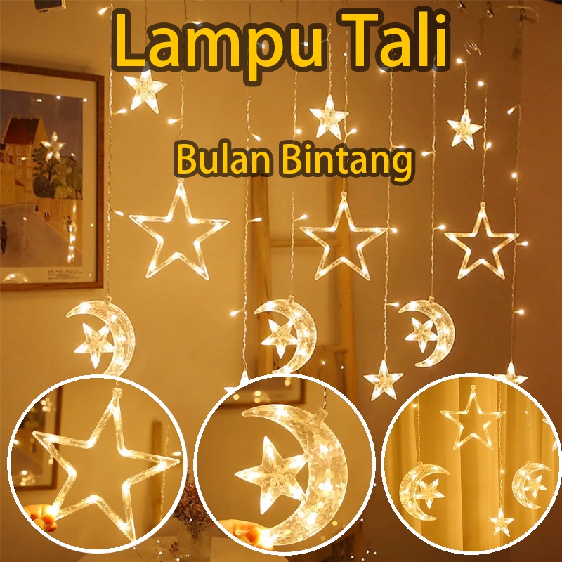 Jual K7Z LAMPU HIAS NATAL TIRAI BINTANG BULAN / LAMPU LED 4 METER ...