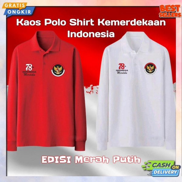 Jual Baju Agustusan 2023 Dewasa Wanita Pria Tujuh Belasan Kaos Hut Ri Ke 78 Lengan Panjang Merah ...