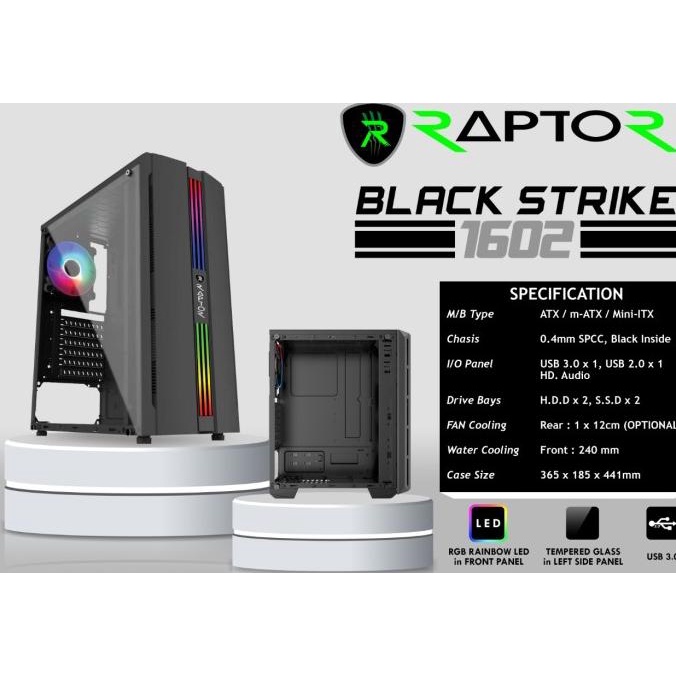 Jual Casing Gaming Raptor 1602 With LED Strip RGB - Casing Gaming ...