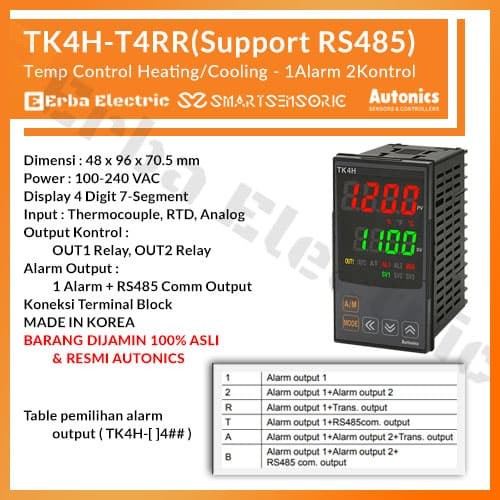 Jual Autonics TK4H-T4RR Temperature Control Relay SSR 4-20mA Analog RS485 | Shopee Indonesia