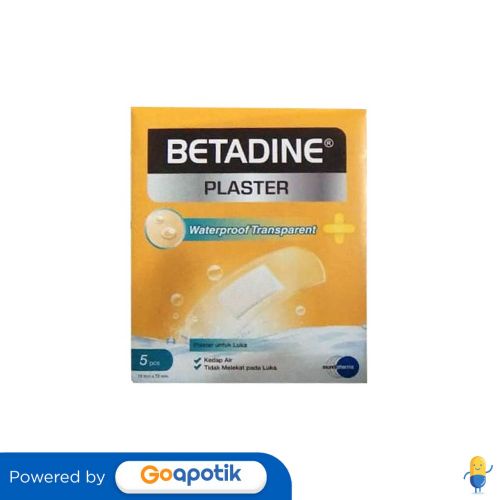 Jual Betadine Plaster Waterproof Transparent 19 X 72 Mm Pack 5 Lembar ...