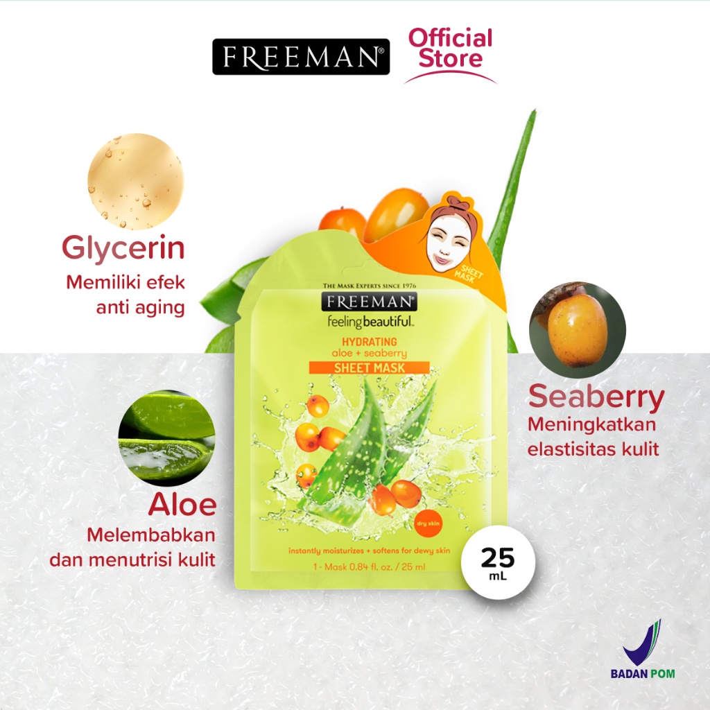 Jual Freeman Hydrating Aloe + Seaberry Sheet Mask | Shopee Indonesia