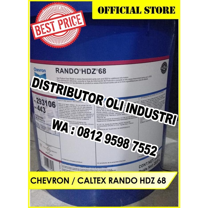 Jual CHEVRON RANDO HDZ 68 ( Hydraulic And Vacuum Pump Oil ) | Shopee Indonesia