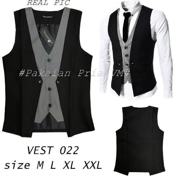 Jual Rompi Jas - Vest Blazer Hitam Kombinasi - Vest 022 Limited Edition ...