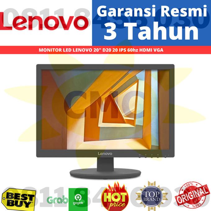 Jual Monitor Led Lenovo 20" D20 30 Ips 60Hz Hdmi Vga Quinayi | Shopee ...