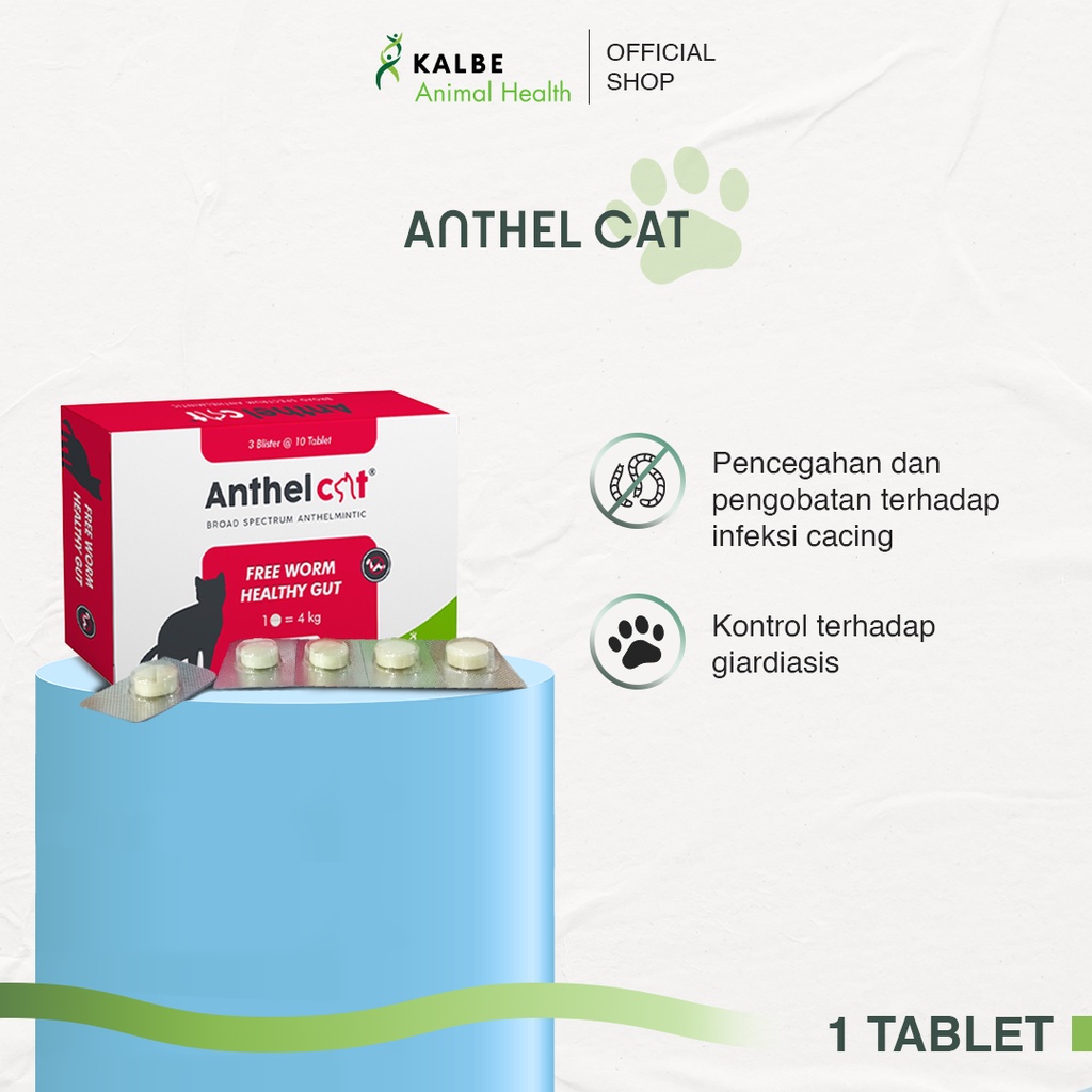 Jual Anthel Cat 1 Tablet - Obat Cacing Kucing by Kalbe [ORIGINAL ...
