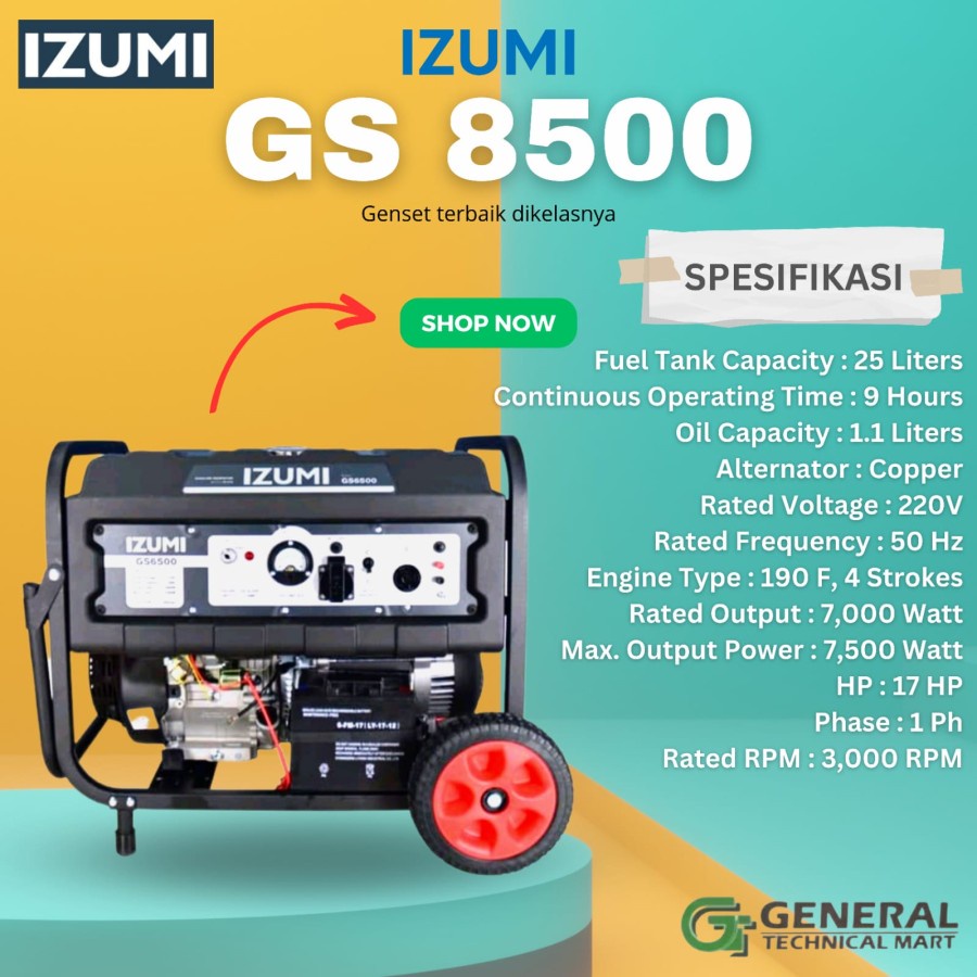 Jual IZUMI GS 8500/GS8500 Genset/Generator 4 Tak 7000 Watt | Shopee Indonesia