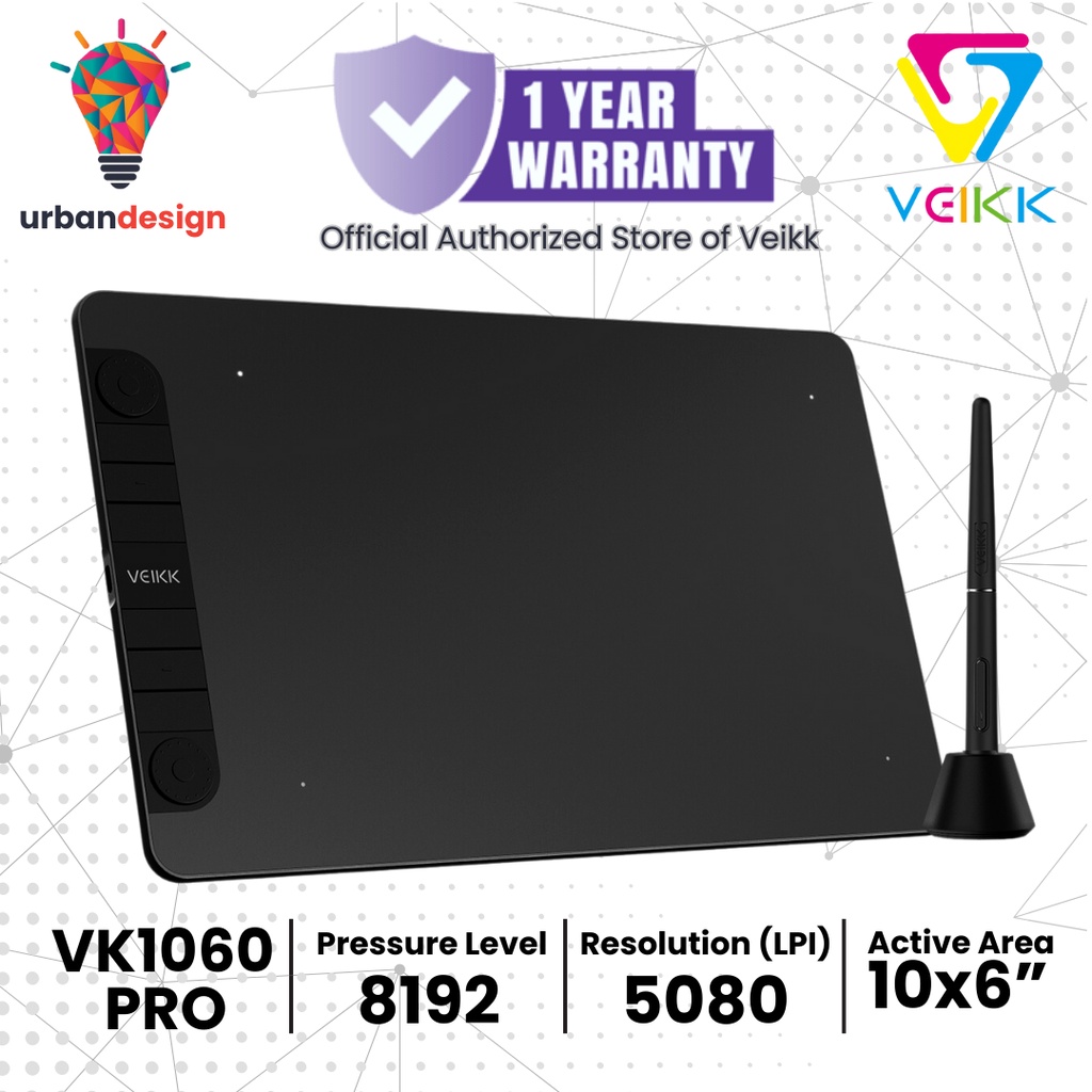 Jual Drawing Tablet VEIKK VK1060 PRO Digital Graphic Pen Tablet OSU Al ...