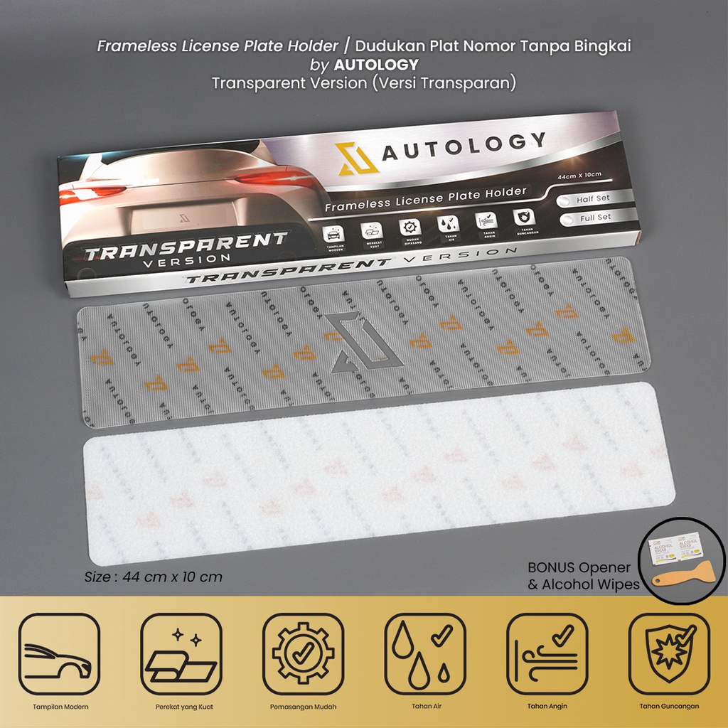 Jual Autology Transparent Frameless License Plate Holder | Dudukan Plat ...
