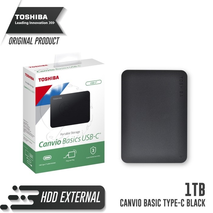 Jual HDD Hardisk External Portable Toshiba Canvio Basic USB-C 1TB | Shopee Indonesia